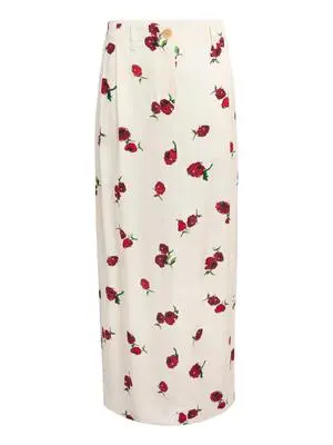 Khaite Lucian Pleated Skirt Raspberry/ Cream
