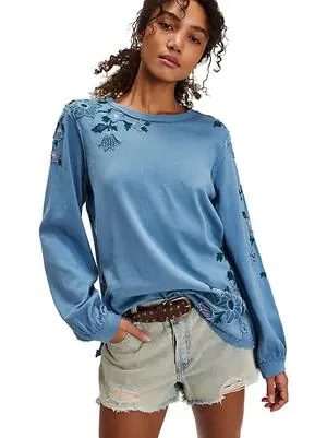 Free People Violet Vines Long Sleeve - Storm Combo