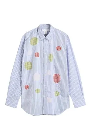 Comme Des Garçons Stripe Gingham Patch Shirt - Blue