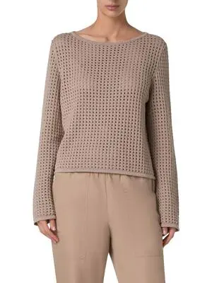 Akris Boat Neck Dot Mesh Sweater - Beige