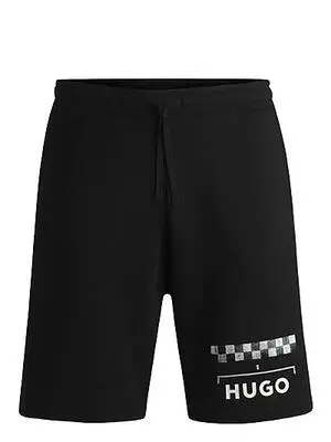 Hugo Branded-print Cotton-jersey Shorts - Black