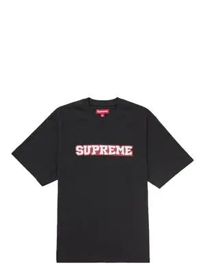 Supreme Satin Appliqué Short Sleeve Top Black