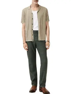 John Varvatos Flint Linen Blend Flared Leg Pants Moss