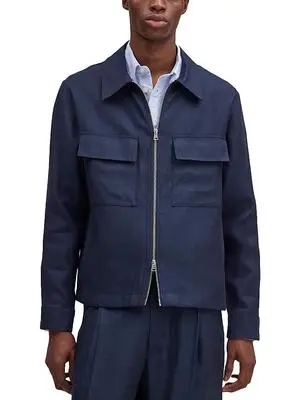 Nn07 Nn07 Alban Zip-Up Linen Blend Jacket Deep Navy