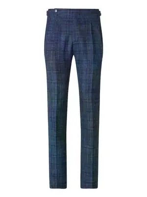 Scabal Wool Check Trousers - Blue