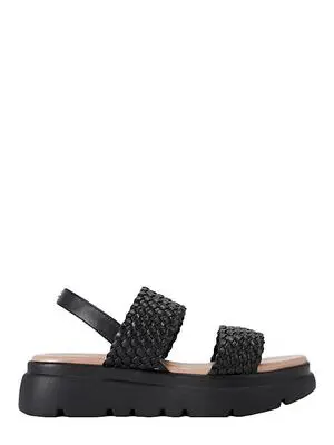 Carvela Krypton Metallic Woven-strap Leather Sandals - Black