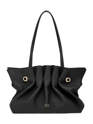FERRAGAMO Nappa Leather Shoulder Bag - Black