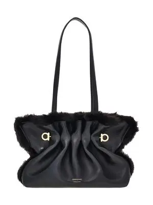 FERRAGAMO Soft Shoulder Bag - Black