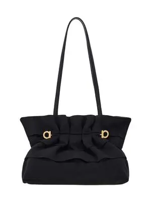 FERRAGAMO Ferragamo Python Gancini Shoulder Bag Black