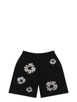 DENIM TEARS Cashmere Swarovski Cotton Wreath Shorts Black