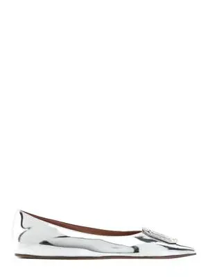 Amina Muaddi Amina Muaddi Metallic-Leather Ballet Flats Silver