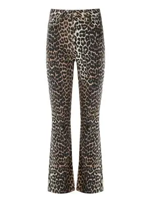 GANNI Leopard Print Flare Jeans - Brown