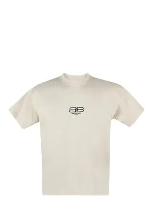 Balenciaga Bb Center Logo Tee 'beige/black - Tan