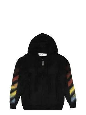 Off-White Diag Brushed Mohair Zip Hoodie - Black