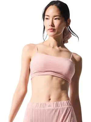 Alo Yoga ALO Micro Plisse Game On Bra Pink Quartz