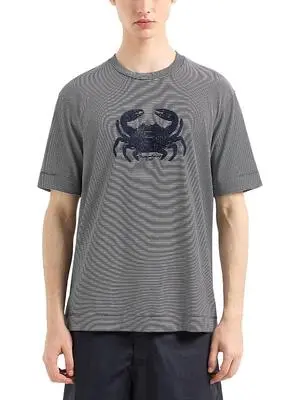 Emporio Armani Embroidered Crab Tee Navy/white