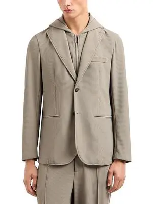 Emporio Armani Regular Fit Detachable Hooded Inner Bib Blazer - Tan