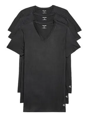 Calvin Klein Cotton Classics V Neck Tees, Pack Of 3 - Black