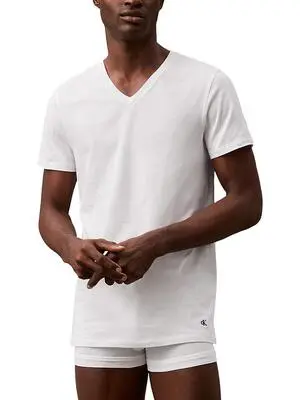 Calvin Klein Cotton Classics V Neck Tees, Pack Of 3 - White