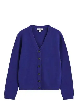 Cos Merino Wool V-neck Cardigan - Blue