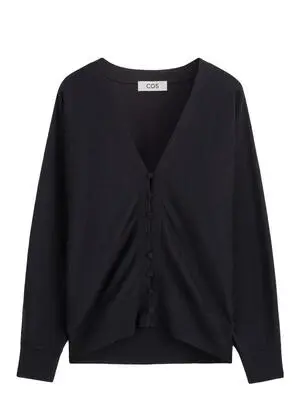 Cos Merino Wool V-neck Cardigan - Blue