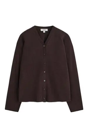 Cos COS Merino Wool V-Neck Cardigan Brown