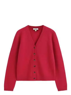 Cos Merino Wool V-neck Cardigan - Red