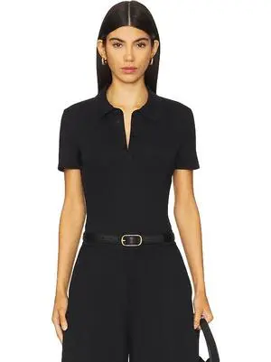 Commando Neoprene Polo Bodysuit - Black