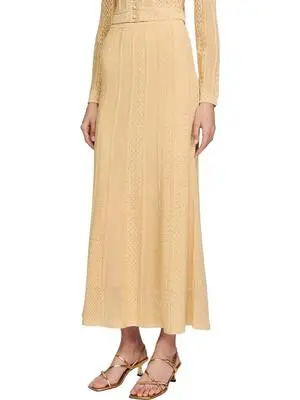 Sandro Pointelle Knit Maxi Skirt - Gold