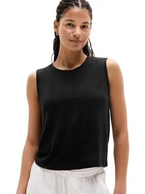 Athleta Muscle Tank Linen Blend Black