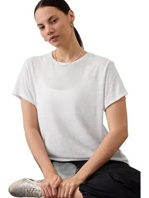 Athleta Relaxed Linen Blend Tee - Bright White