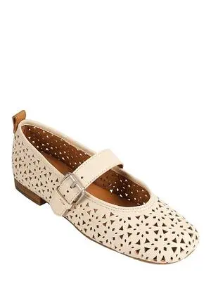 KENNETH COLE Karla Cutout Mary Jane Flats - White Perforated