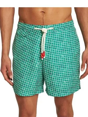 Orlebar Brown Standard High Low Geo Swim Trunks - Caddie Green