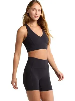 Zella Studio Luxe V-neck Racerback Sports Bra - Black