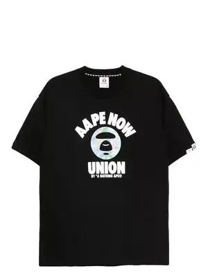 AAPE BY *A BATHING APE® Moonface Logo Short Sleeves Tee - Black
