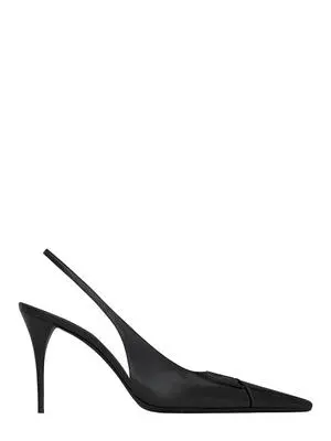 Saint Laurent Babylone 90 Patent Leather Slingback Pumps - Black