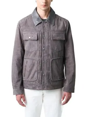 VELEZ Aron Suede Trucker Jacket - Grey