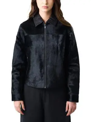 VELEZ Antares Leather Jacket With Hair - Black