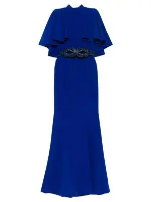 SAIID KOBEISY Fitted Crepe Long Dress - Blue