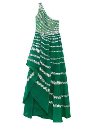 SAIID KOBEISY Bead-embellished Asymmetric Dress - Green