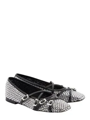 Mach & Mach Crystal-embellished Ballet Flats - Black