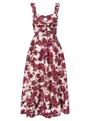 Rebecca Vallance Nerissa Floral Print Midi Dress - Red