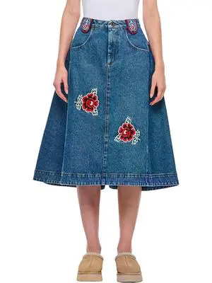 MOLLY GODDARD Abi Denim Mid Skirt - Blue