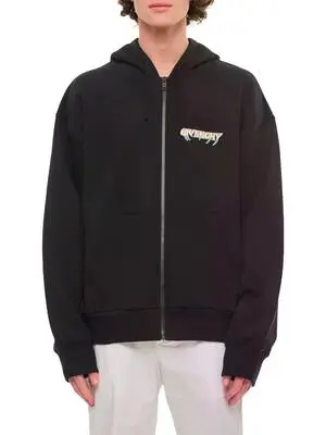 Givenchy World Tour Boxy Fit Hoodie In Fleece - Black