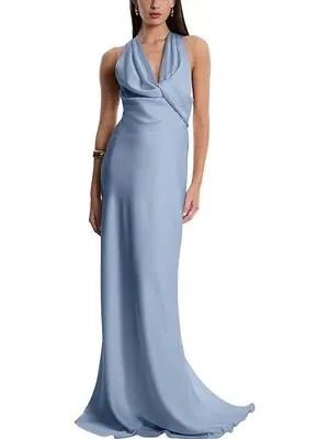 Bcbgmaxazria Halter Gown - Cloud