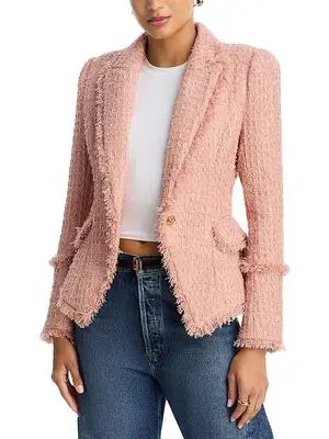 L'Agence Kaisley Frayed Blazer - Dusty Pink