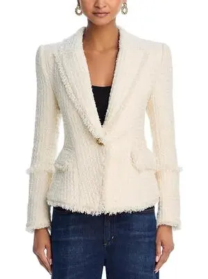 L'Agence Kaisley Frayed Blazer - Vintage White