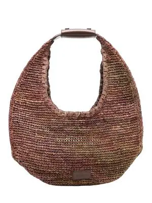 Staud Large Moon Raffia Shoulder Bag - Brown