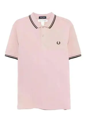 Comme Des Garçons X Fred Perry Logo-embroidered Polo Shirt Pink