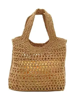 TOD'S Raffia And Leather Mini Shopping Bag - Brown